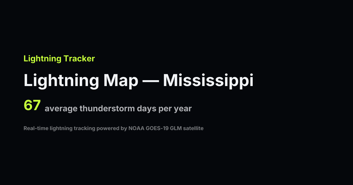 Mississippi Lightning Strike Map — Last 24 Hours